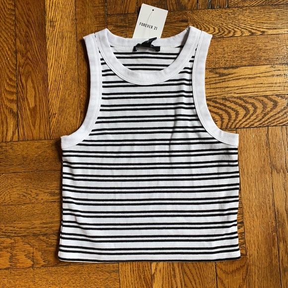 Forever 21 | Tops | Nwt Forever 2 Basic White Stripes Crop Top | Poshmark